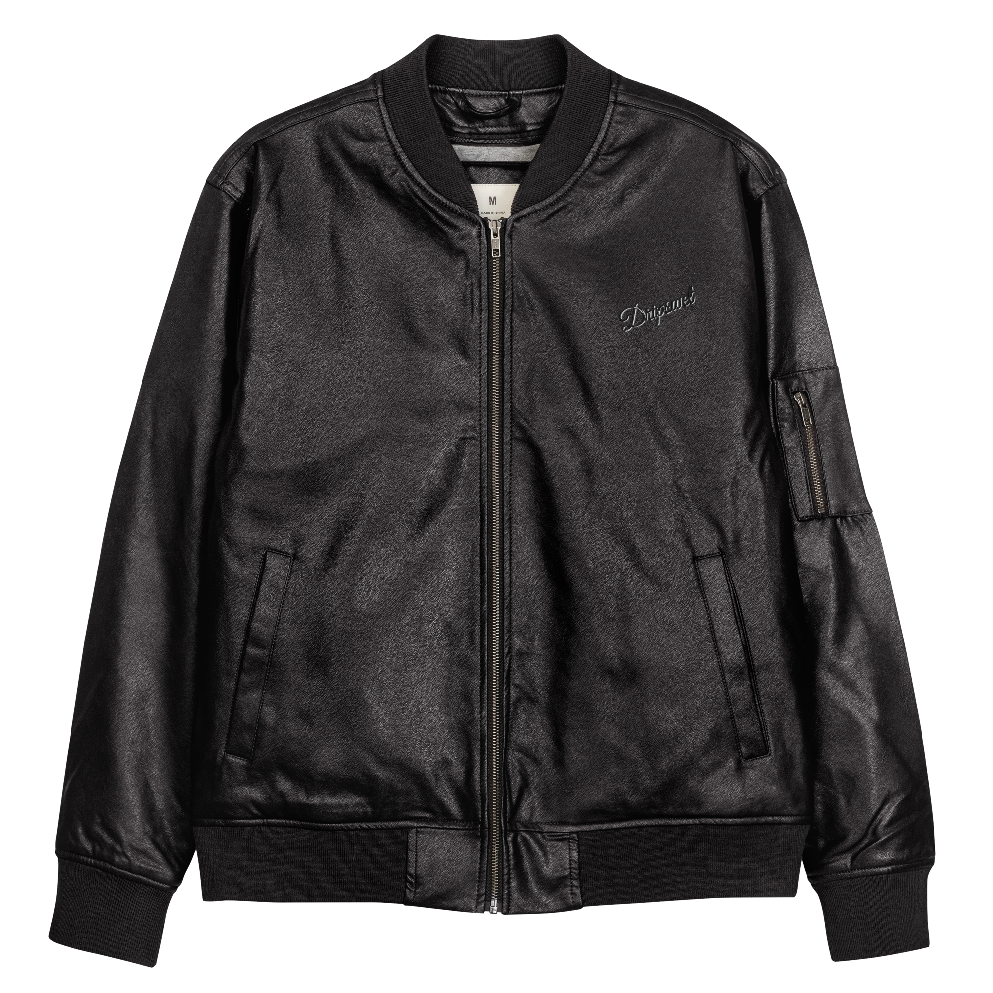 Cursive Leather Bomber Jacket – DRIPSWET